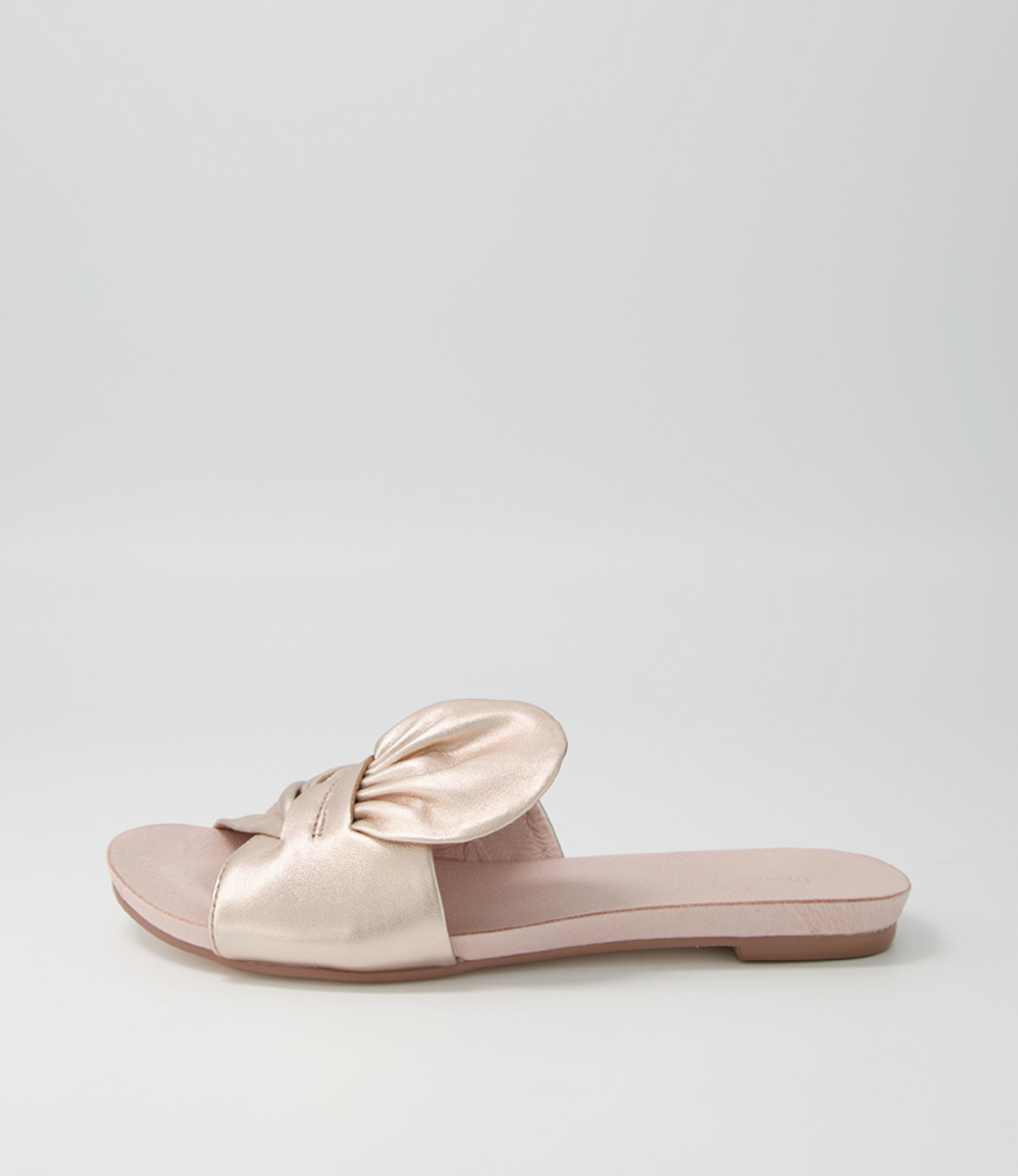 Jacool Pale Gold Leather Slides by Django & Juliette | Shop Online at Mathers